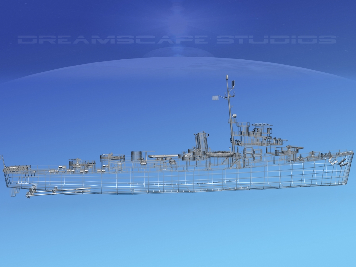 guns captains class frigate 3d model
