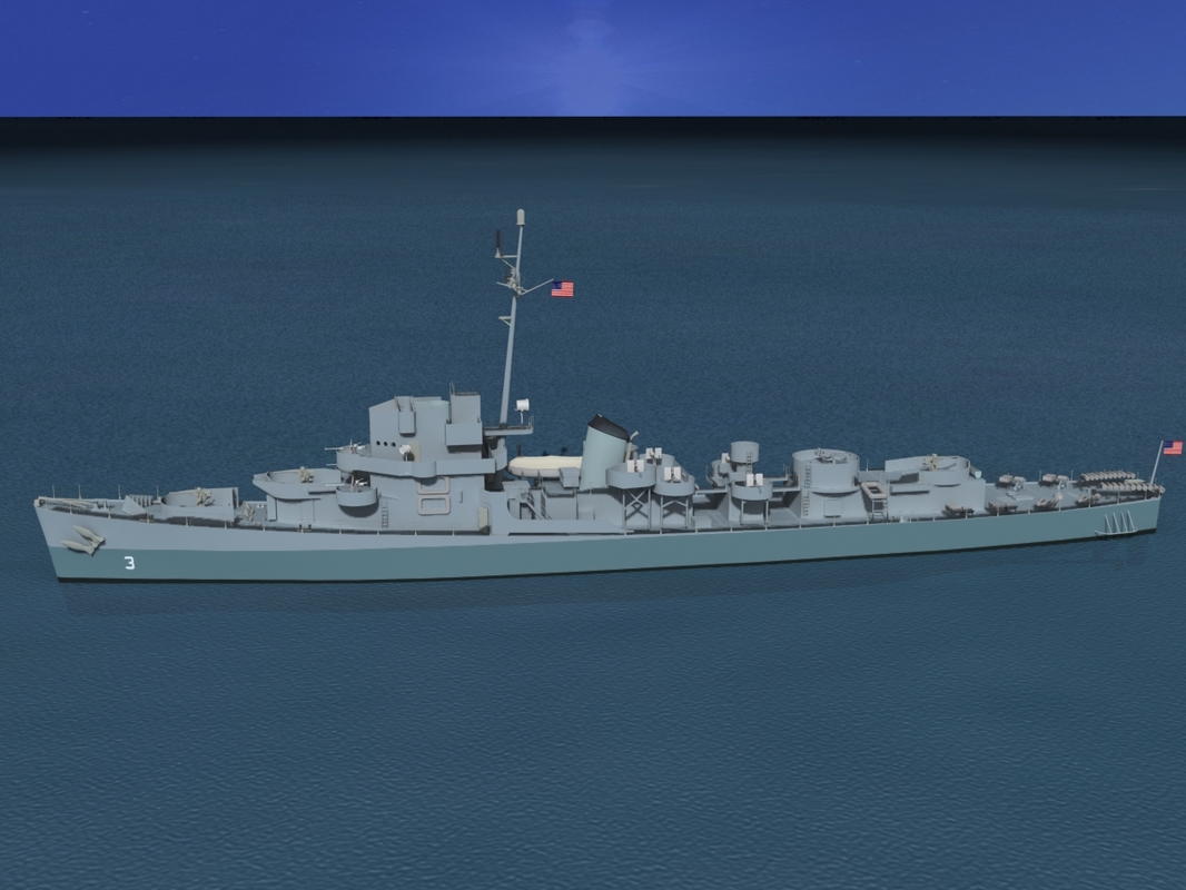 3d depth 3 evarts class destroyer model