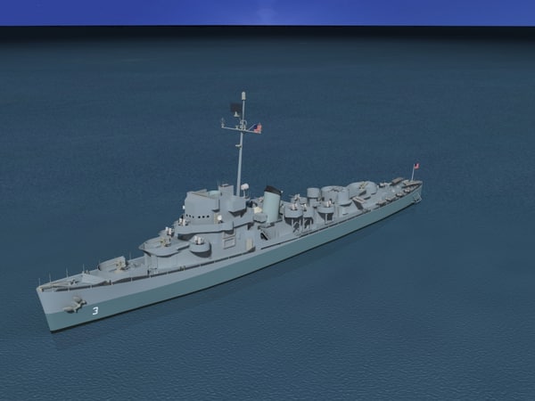 3d depth 3 evarts class destroyer model