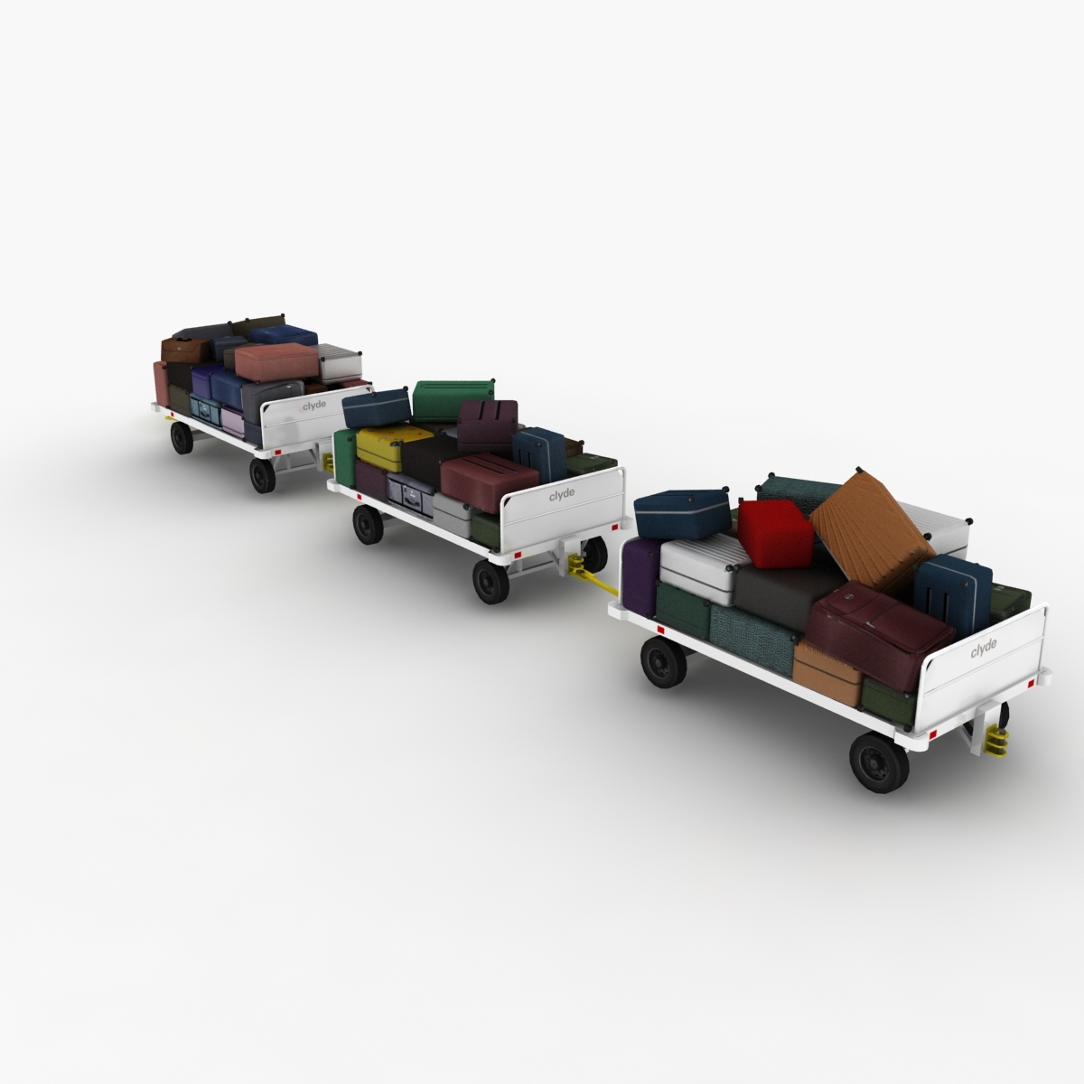 3d clyde baggage carts loaded model