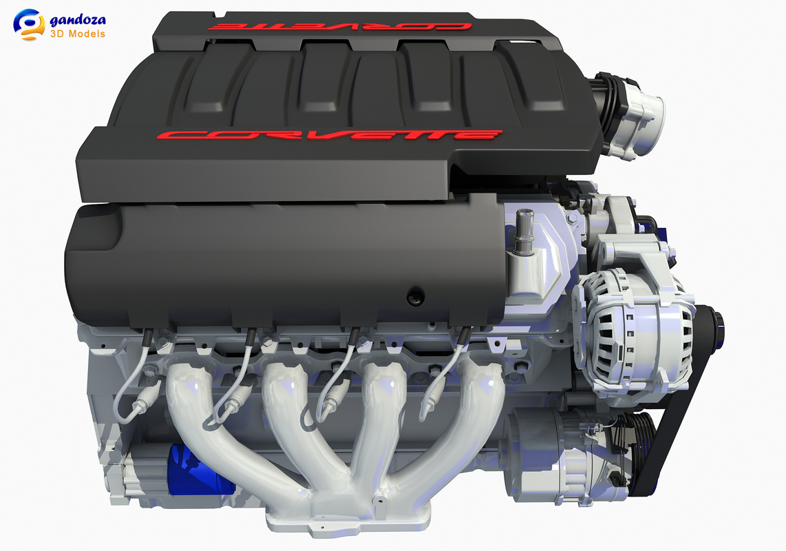 chevrolet corvette 2014 v8 engine 3d model