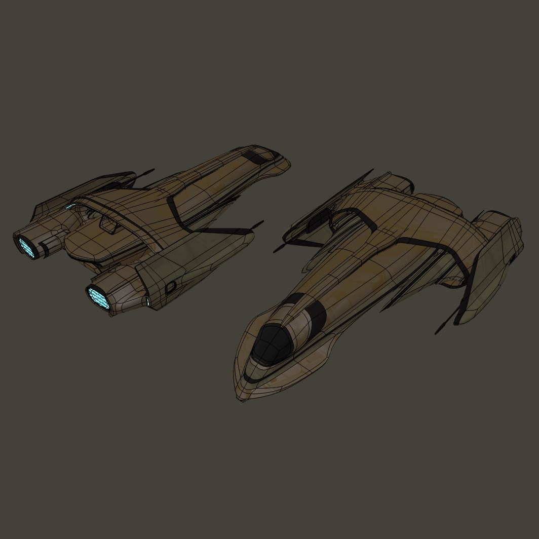 3d gunship spaceship model