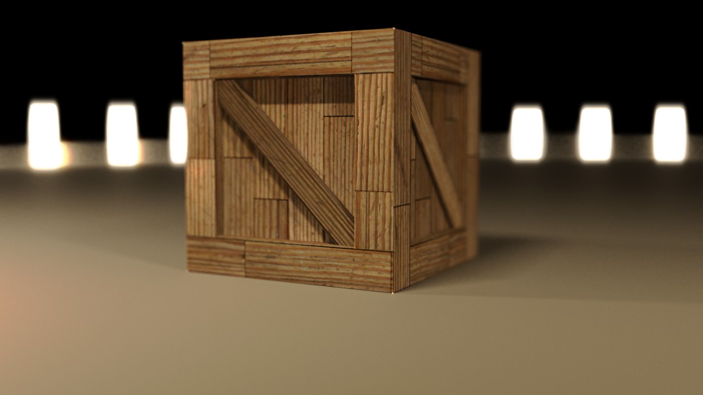 low-poly wooden crate blend