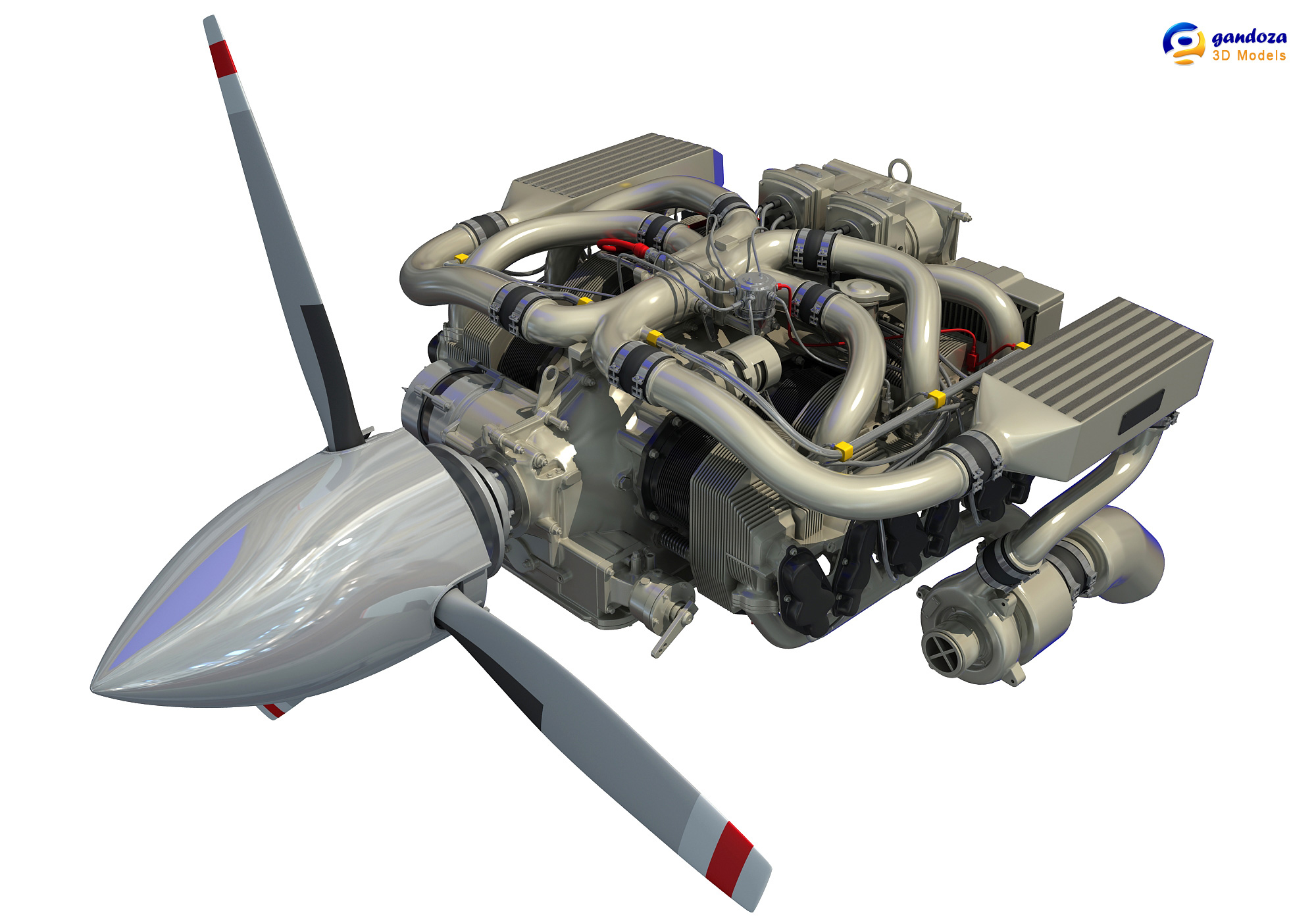 continental io-550 aircraft engine 3d max
