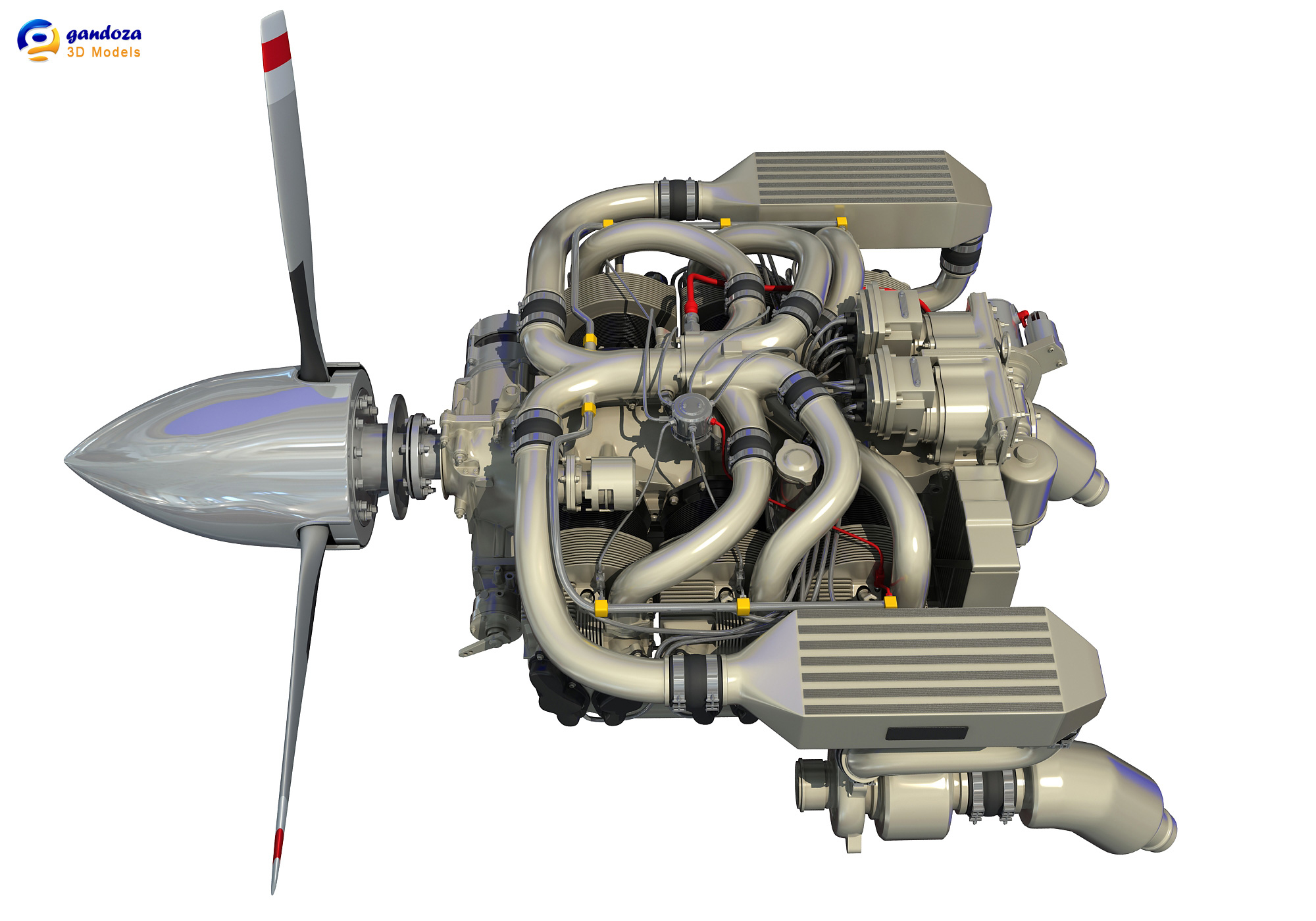 continental io-550 aircraft engine 3d max
