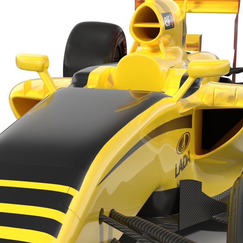 3d model formula car yellow