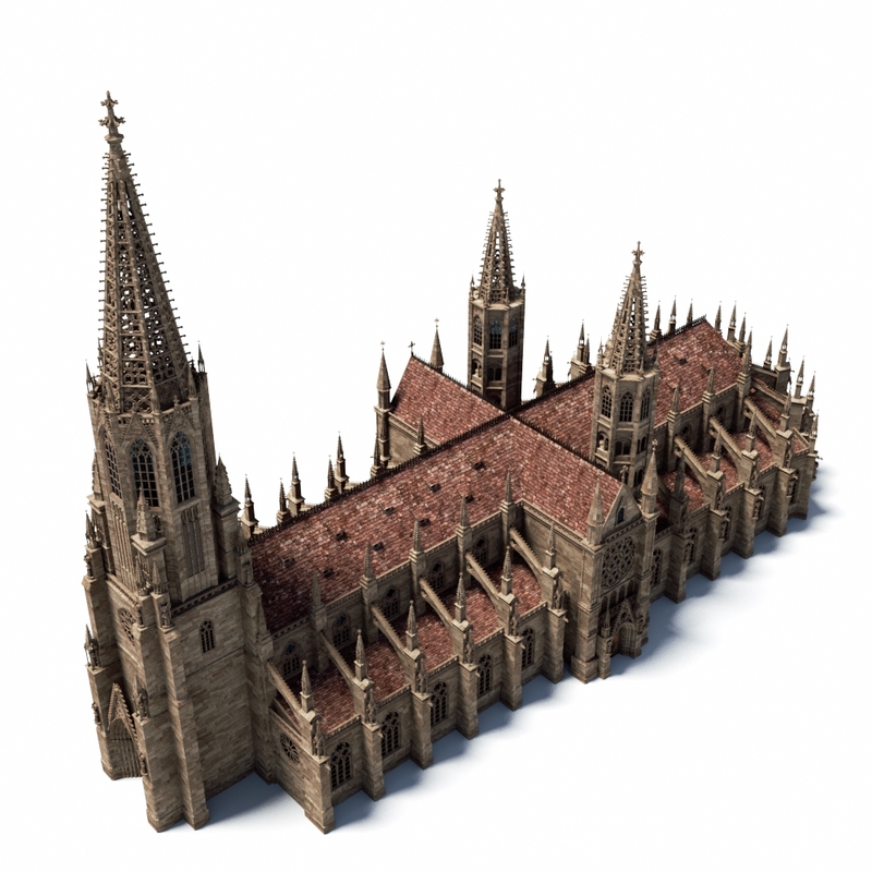 3d model medieval gothic church