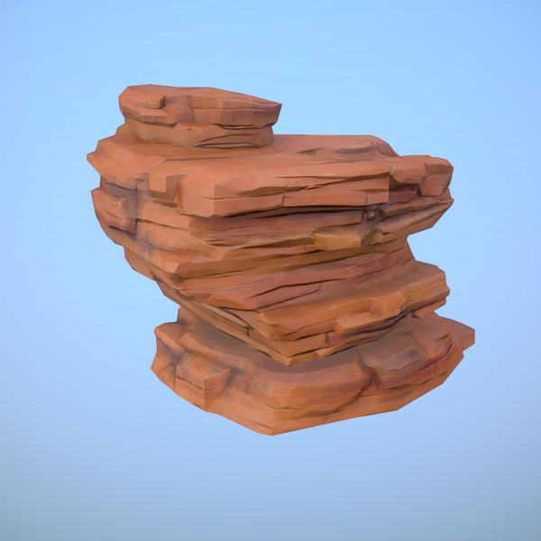 big red desert rock 3d obj