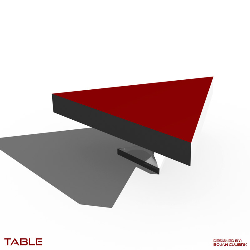 3d triangular table set model