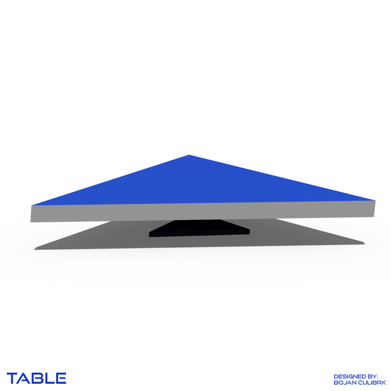 3d triangular table set model