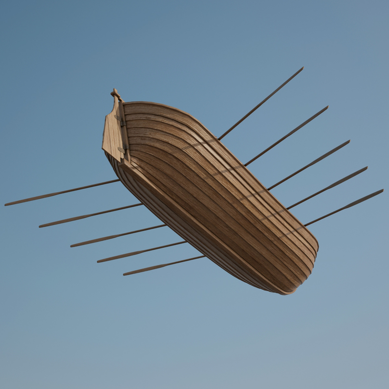 medieval rowboat 3d model