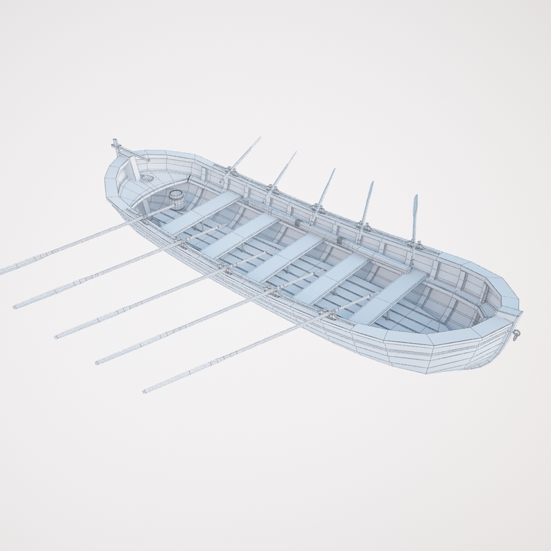 medieval rowboat 3d model