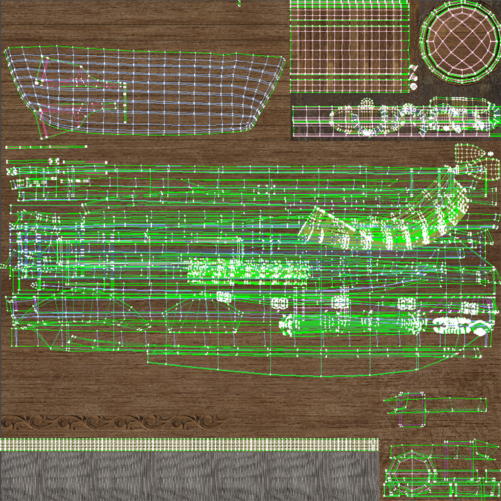 medieval rowboat 3d model