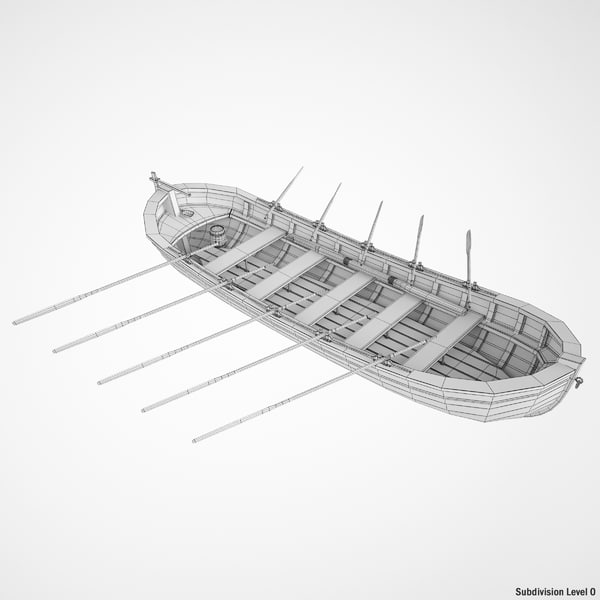 medieval rowboat 3d model