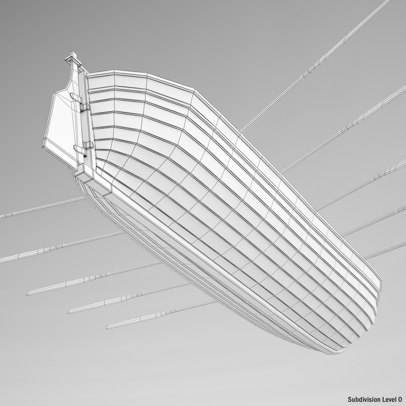 medieval rowboat 3d model