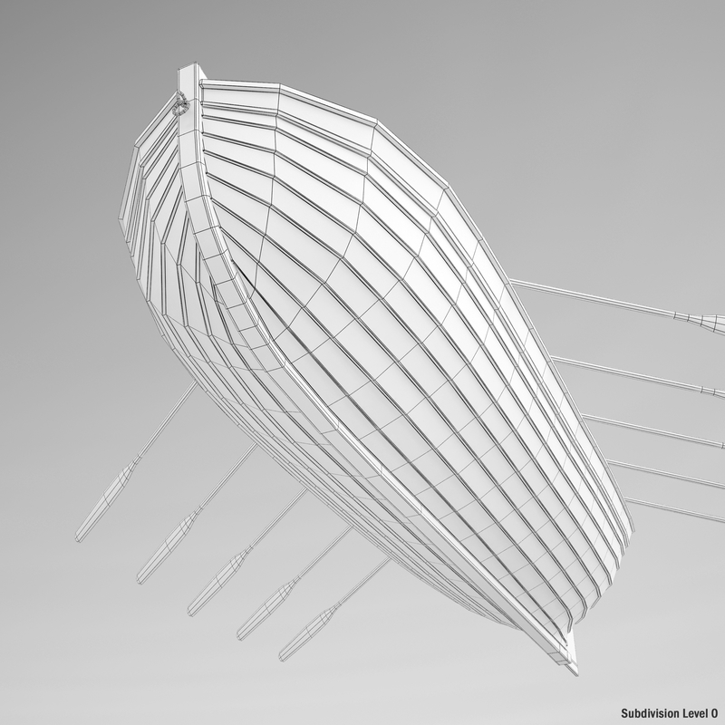 medieval rowboat 3d model