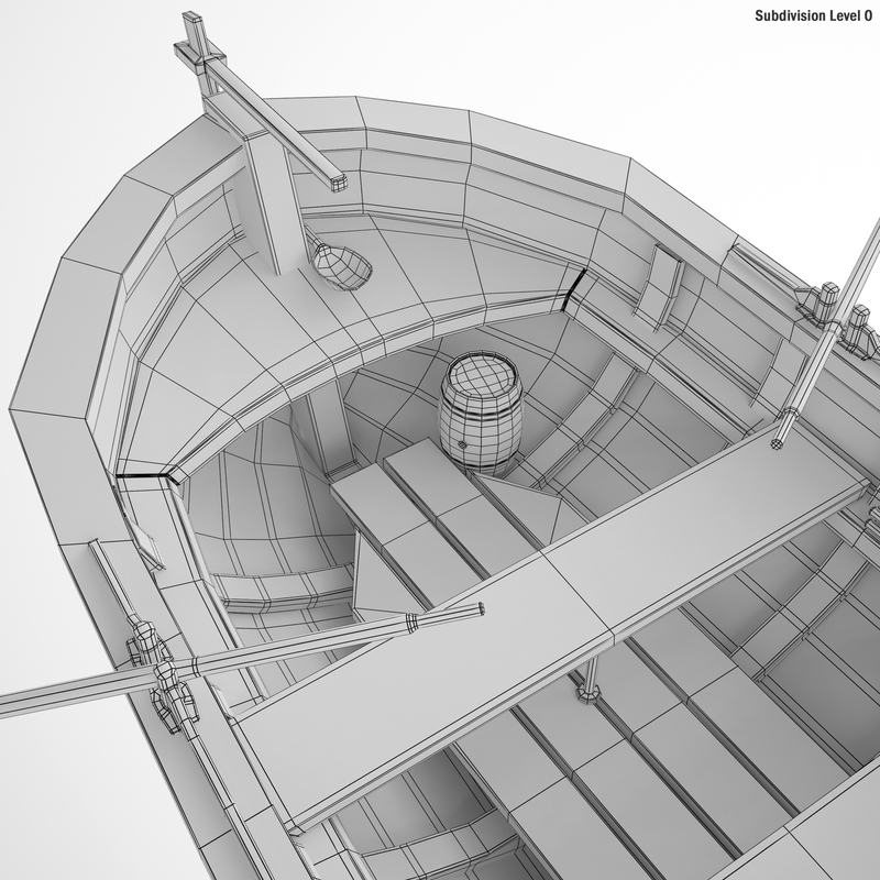 medieval rowboat 3d model