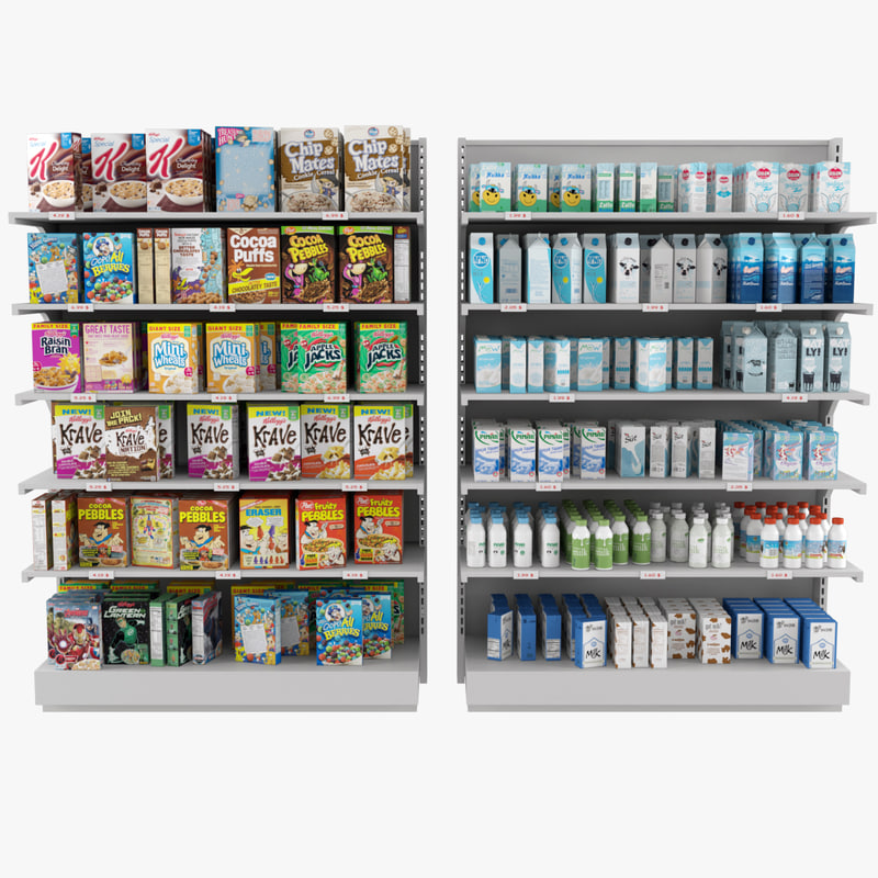3d model display market shelves