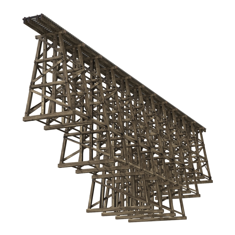 narrow gauge trestle bridge 3d obj
