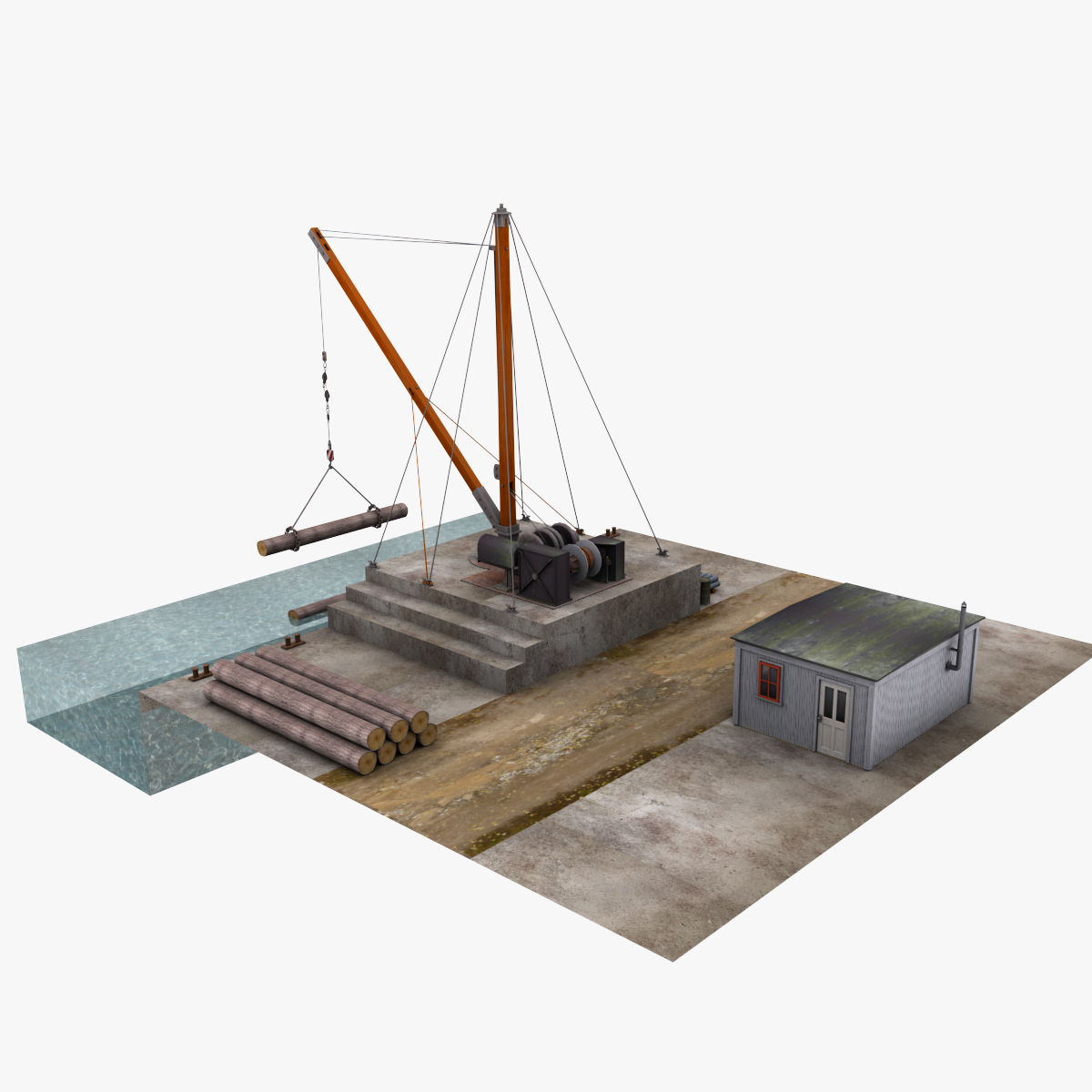 old harbor wooden crane max