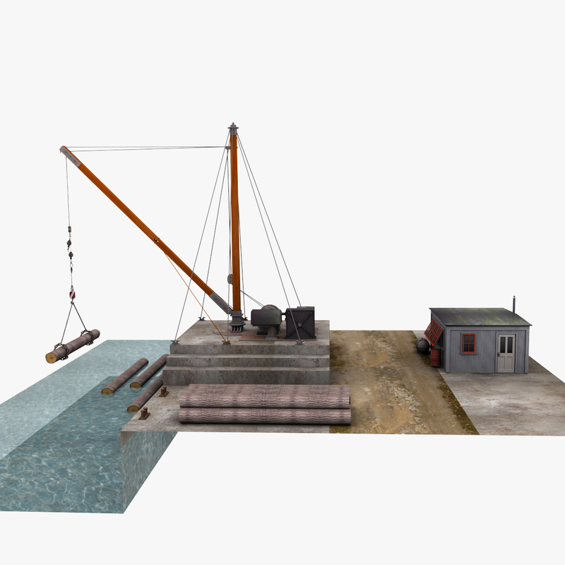 old harbor wooden crane max