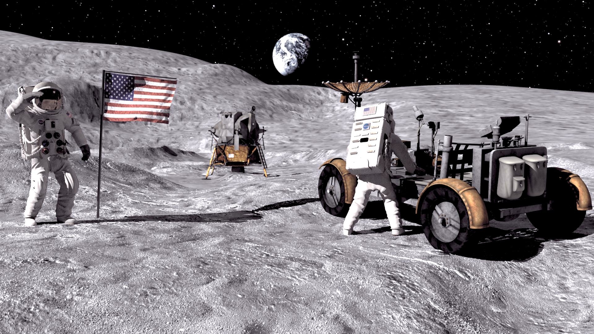 3d astronaut landing moon model