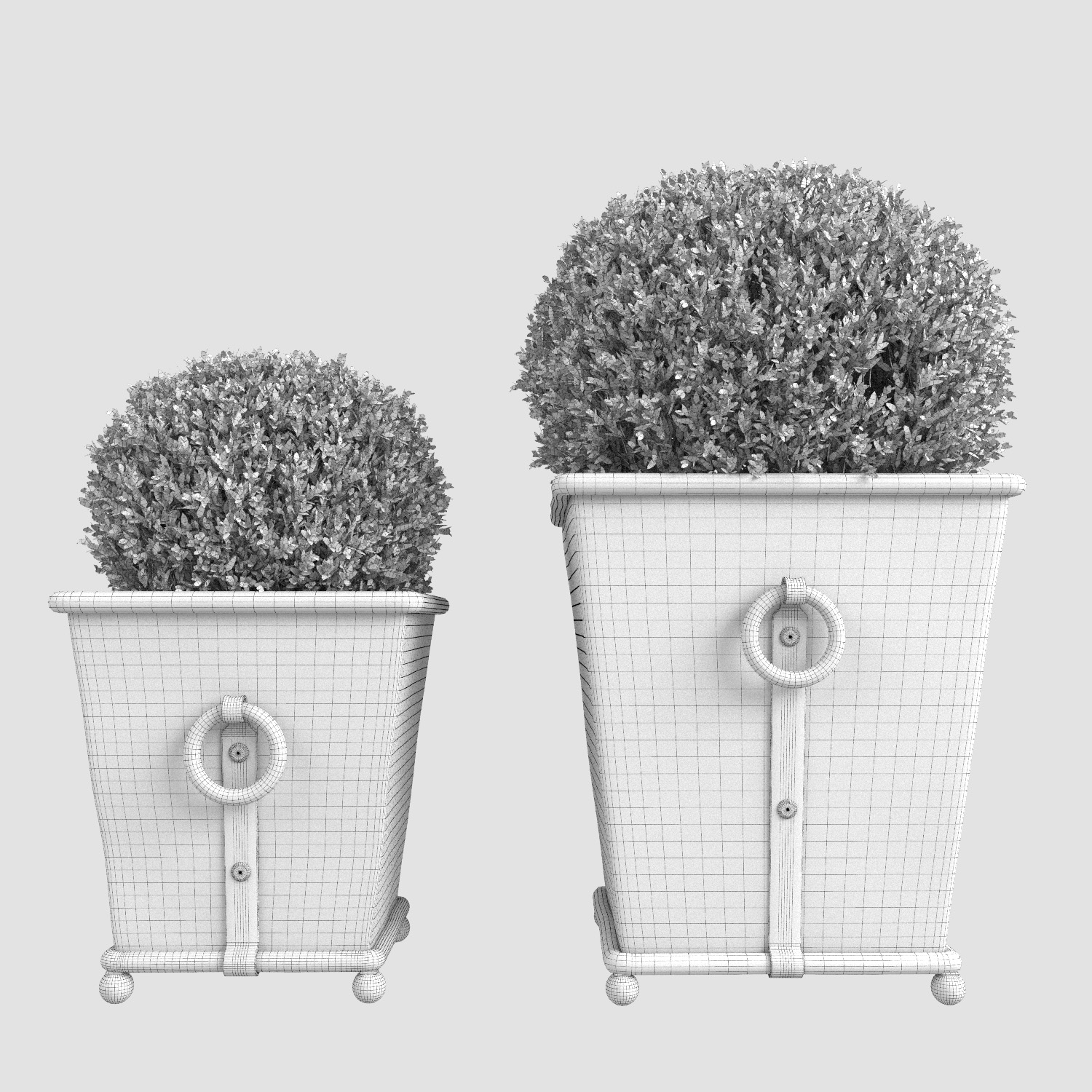 3d max realistic planters square ring