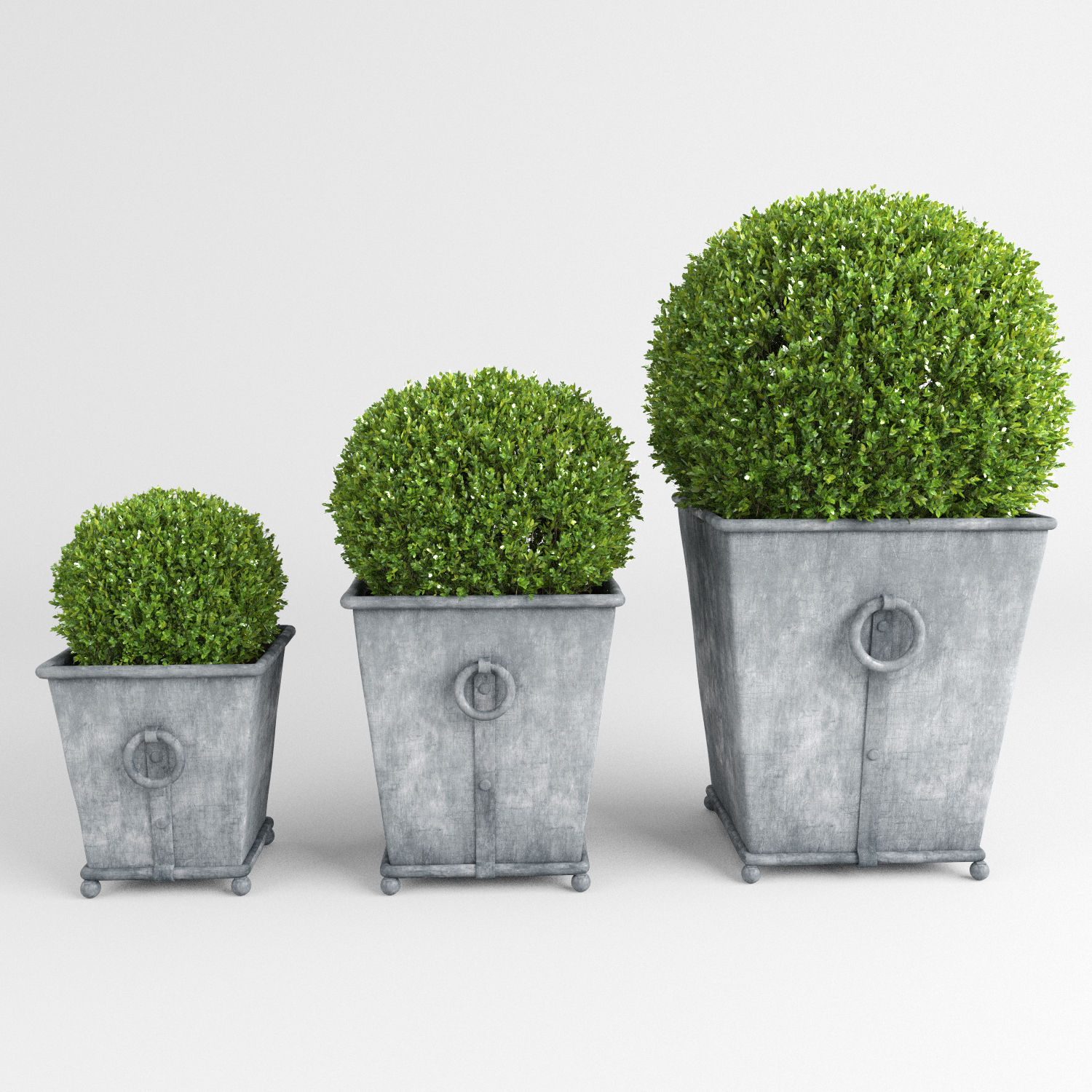 3d max realistic planters square ring
