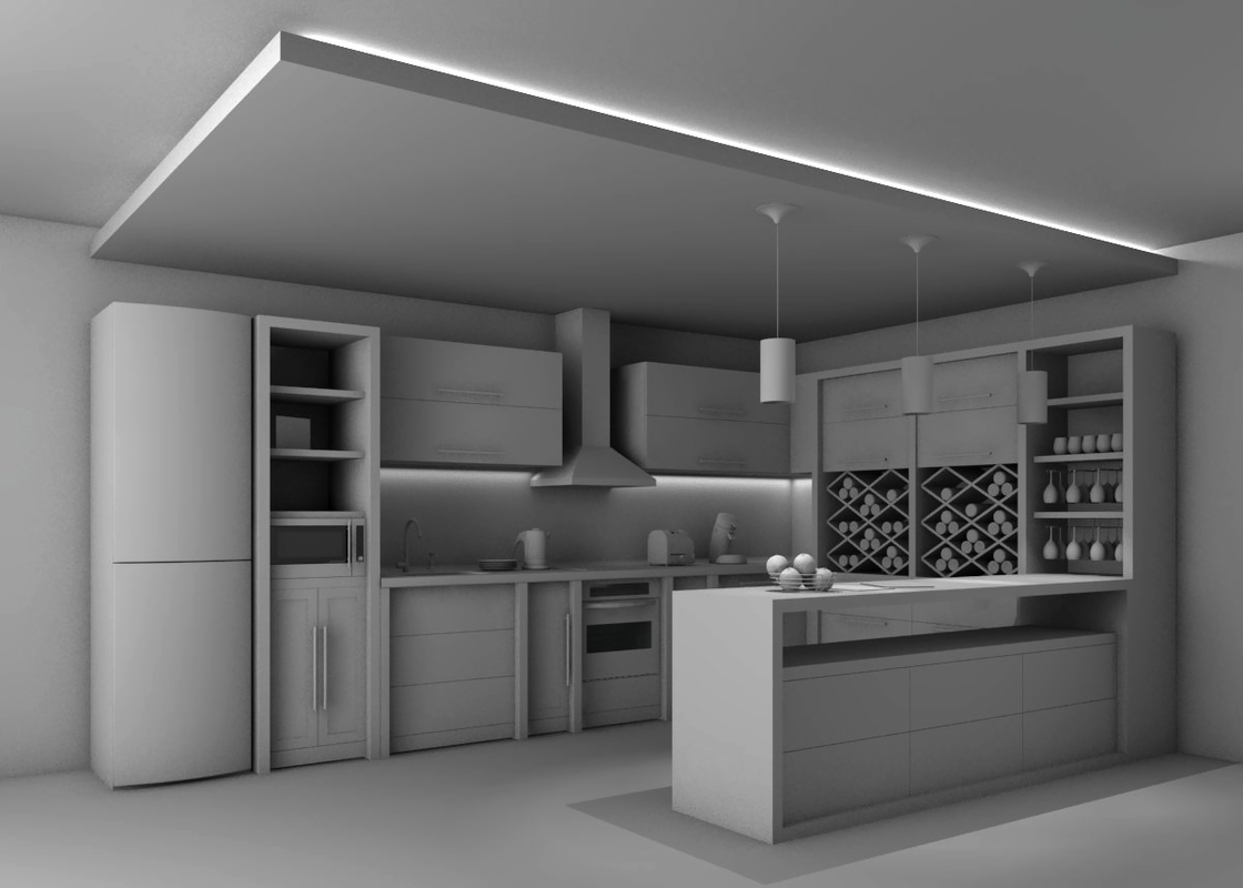 3d kitchen design interior model