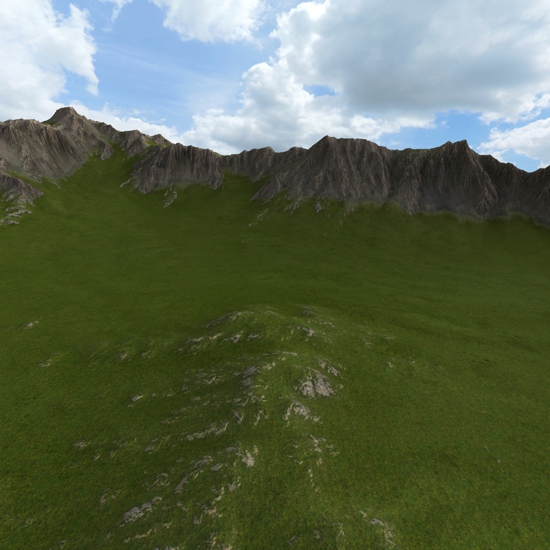 3d model of mountain valley landscape