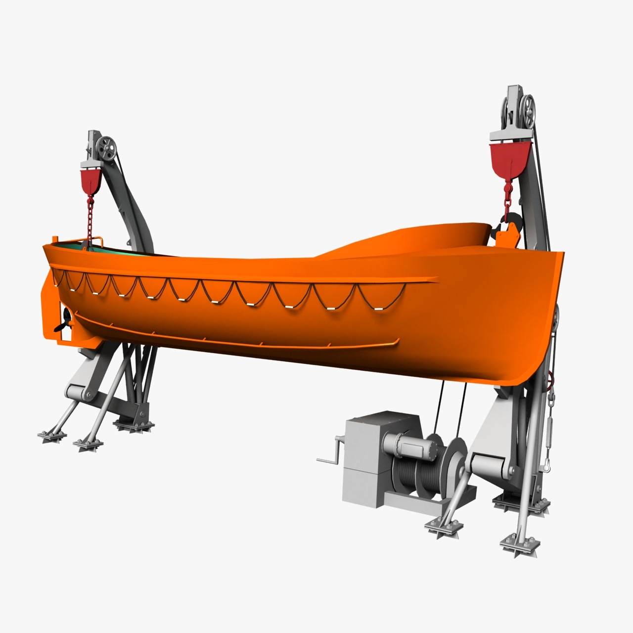 3d model lifeboat davit rigged