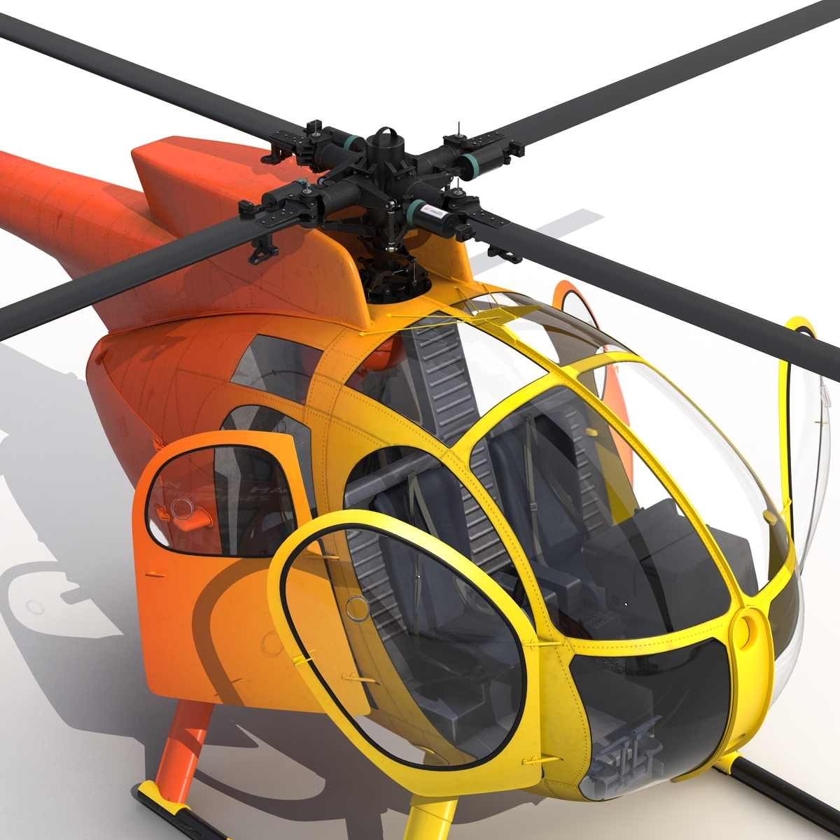 3d ligh helicopter hughes oh-6 model