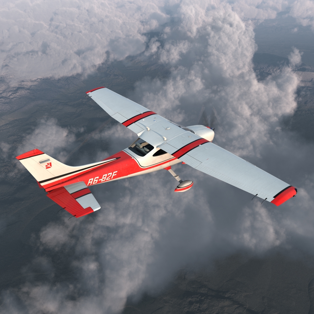3d cessna 182 skylane rigged