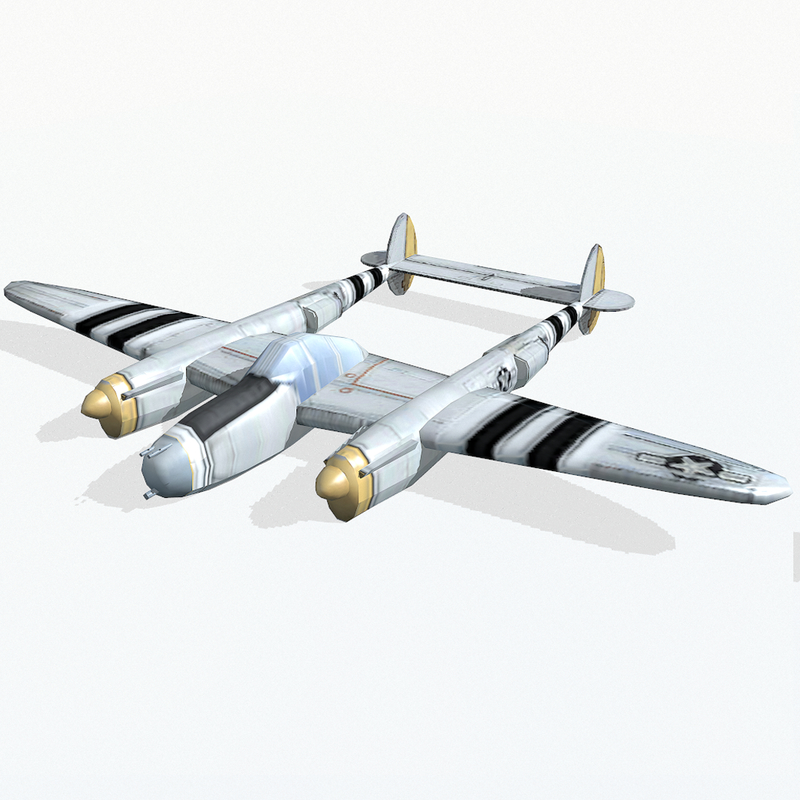 lockheed p-38 lightning fighter aircraft 3d model