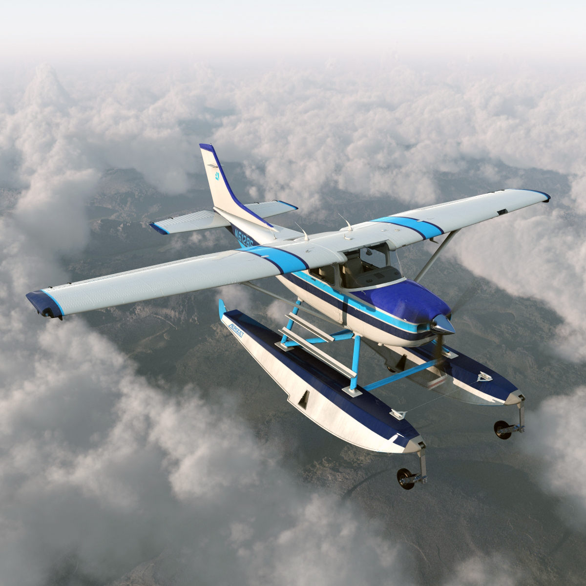 3d model cessna 182 skylane floats