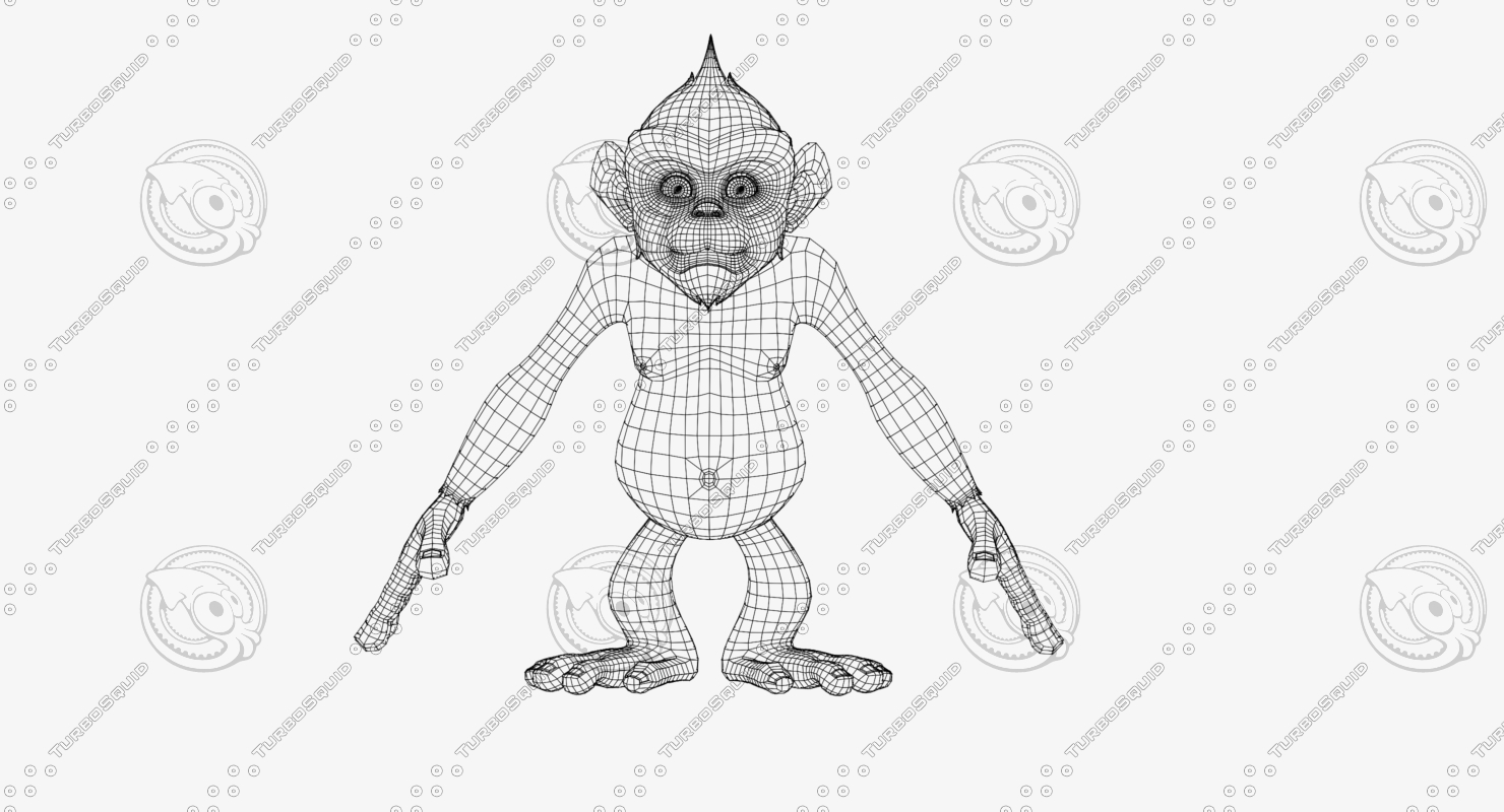 3d cartoon monkey monk