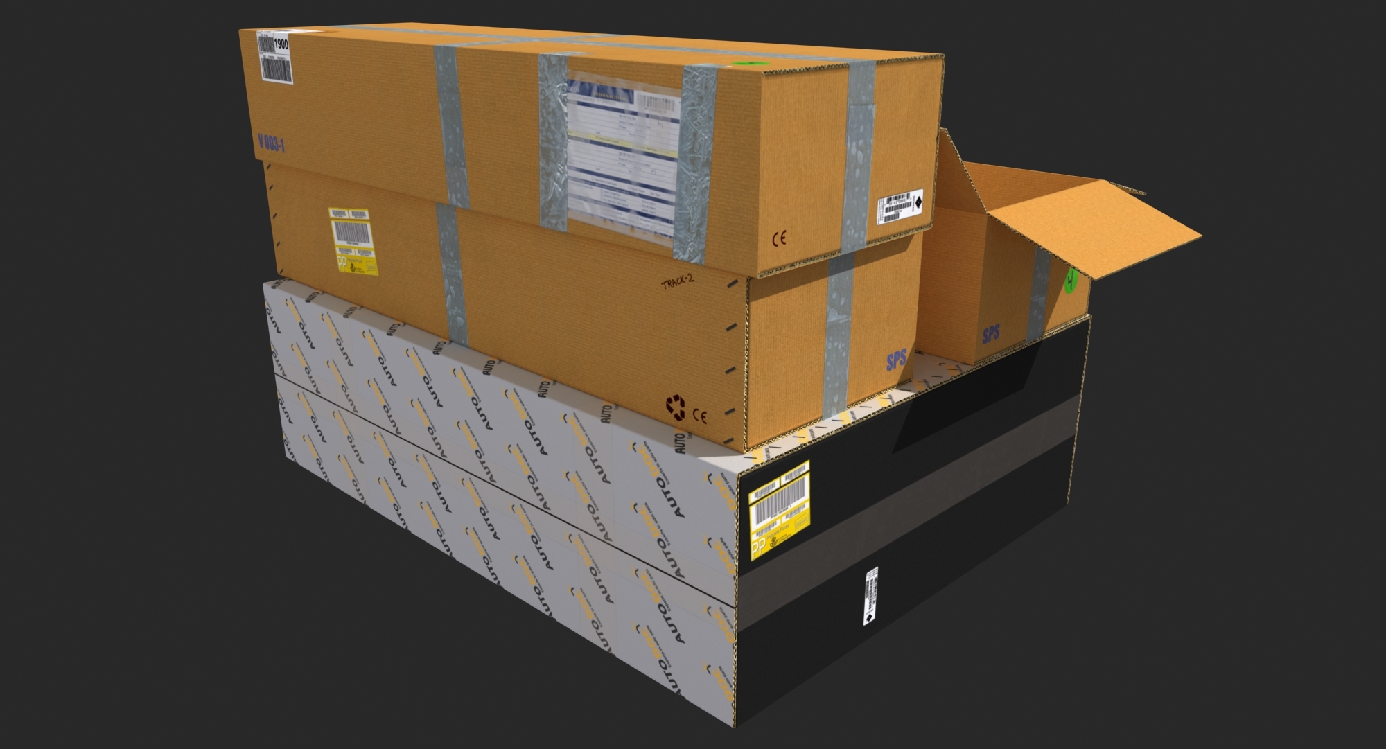 3d model of cardboard boxes