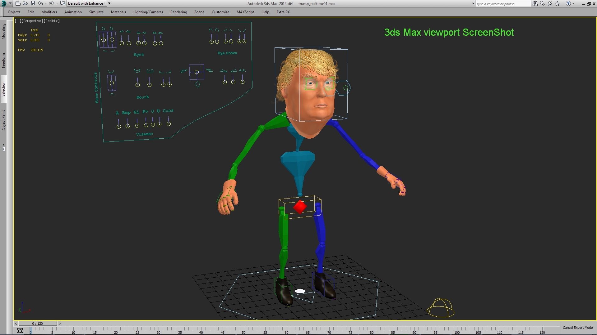3d rigged cartoon donald trump model