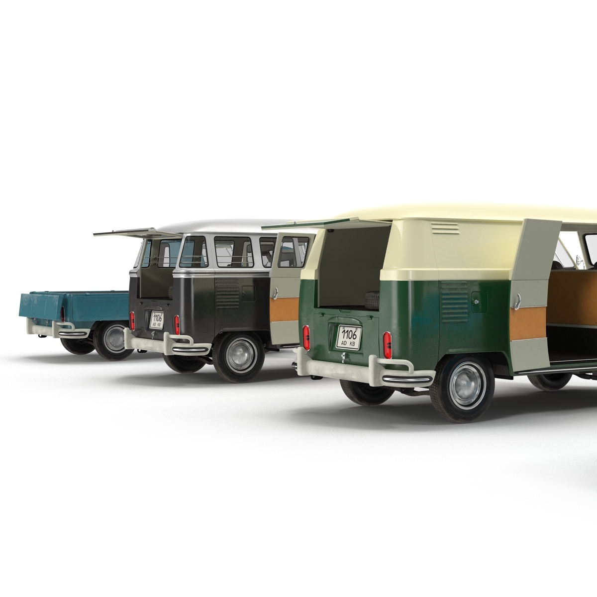 volkswagen type 2 rigged 3d model