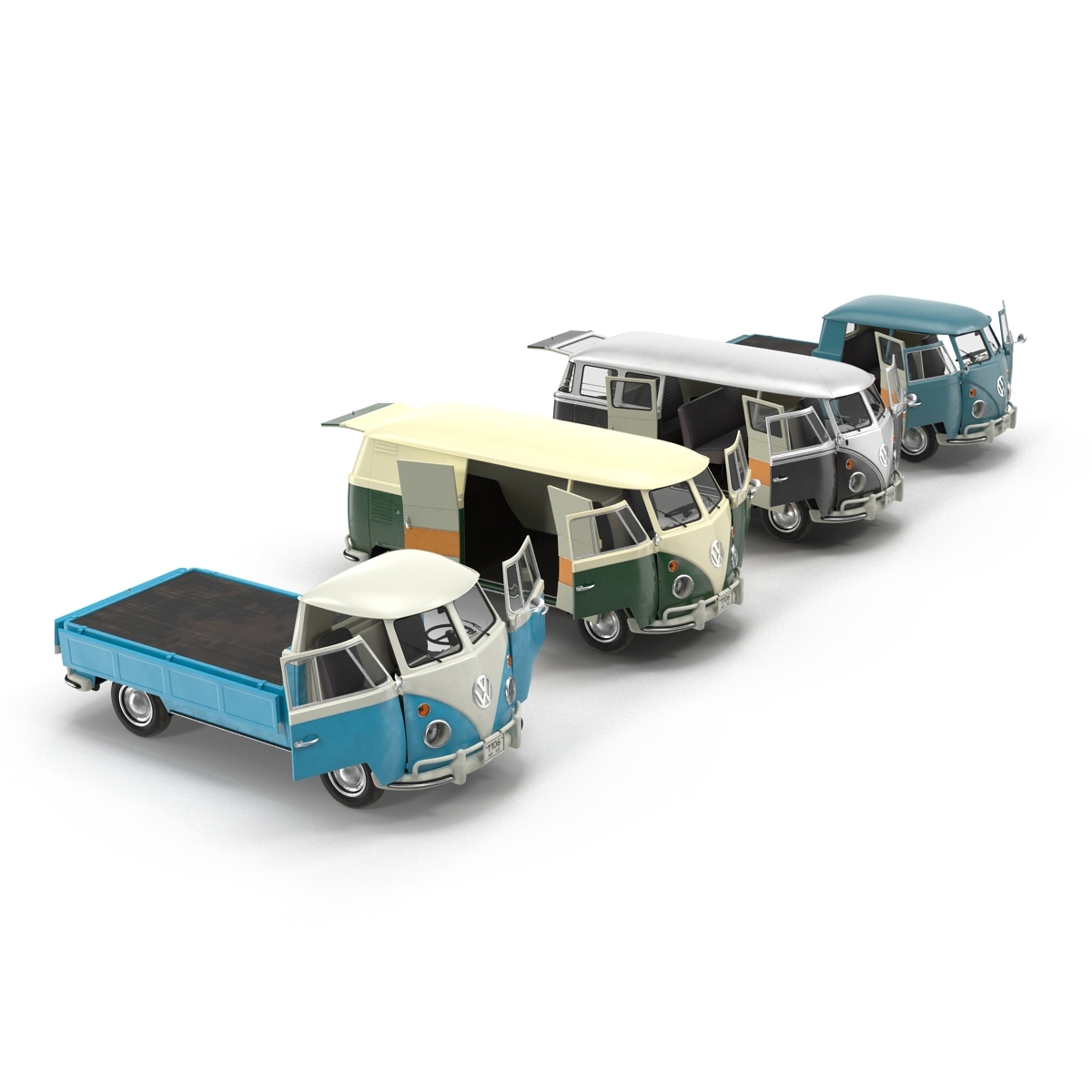 volkswagen type 2 rigged 3d model