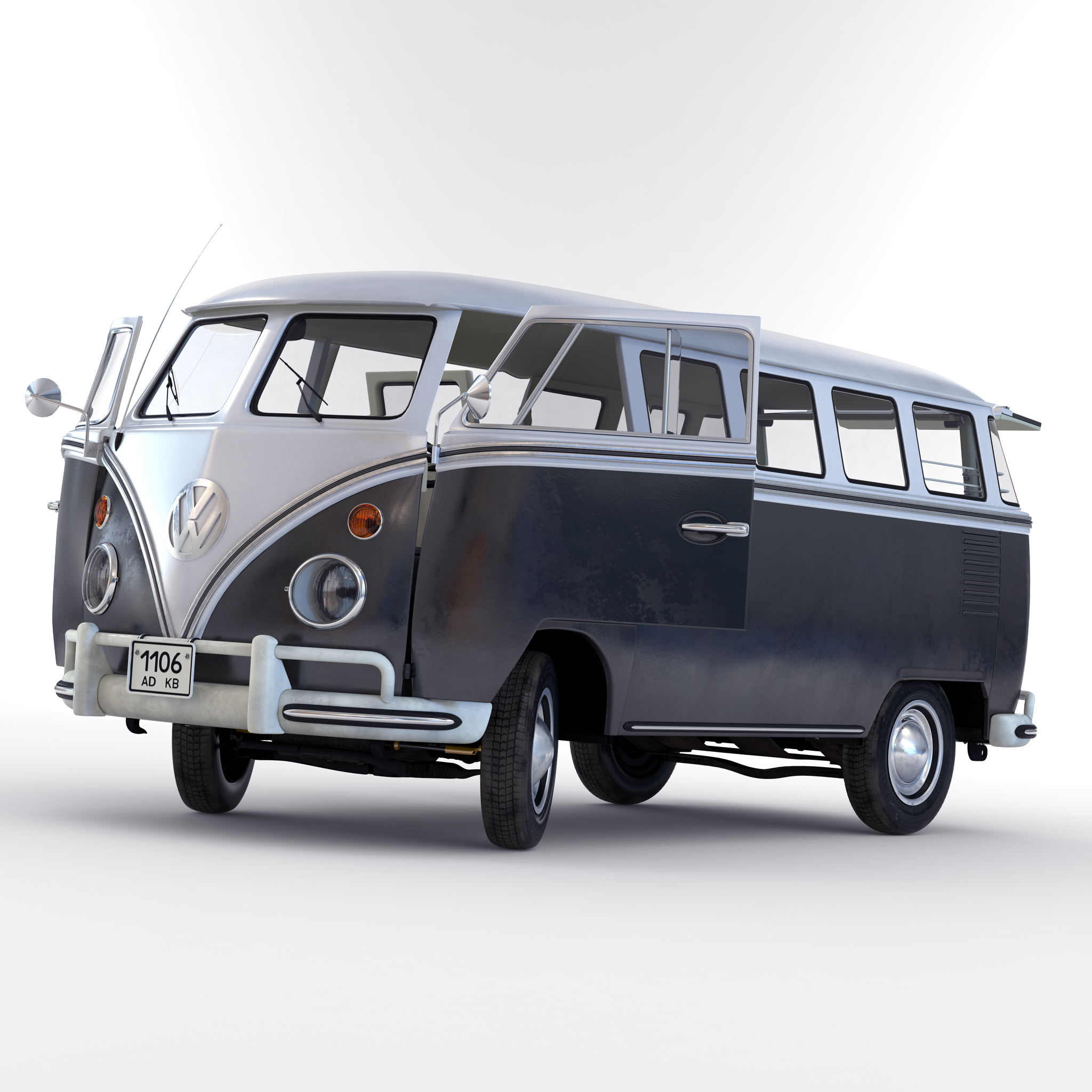 volkswagen type 2 rigged 3d model