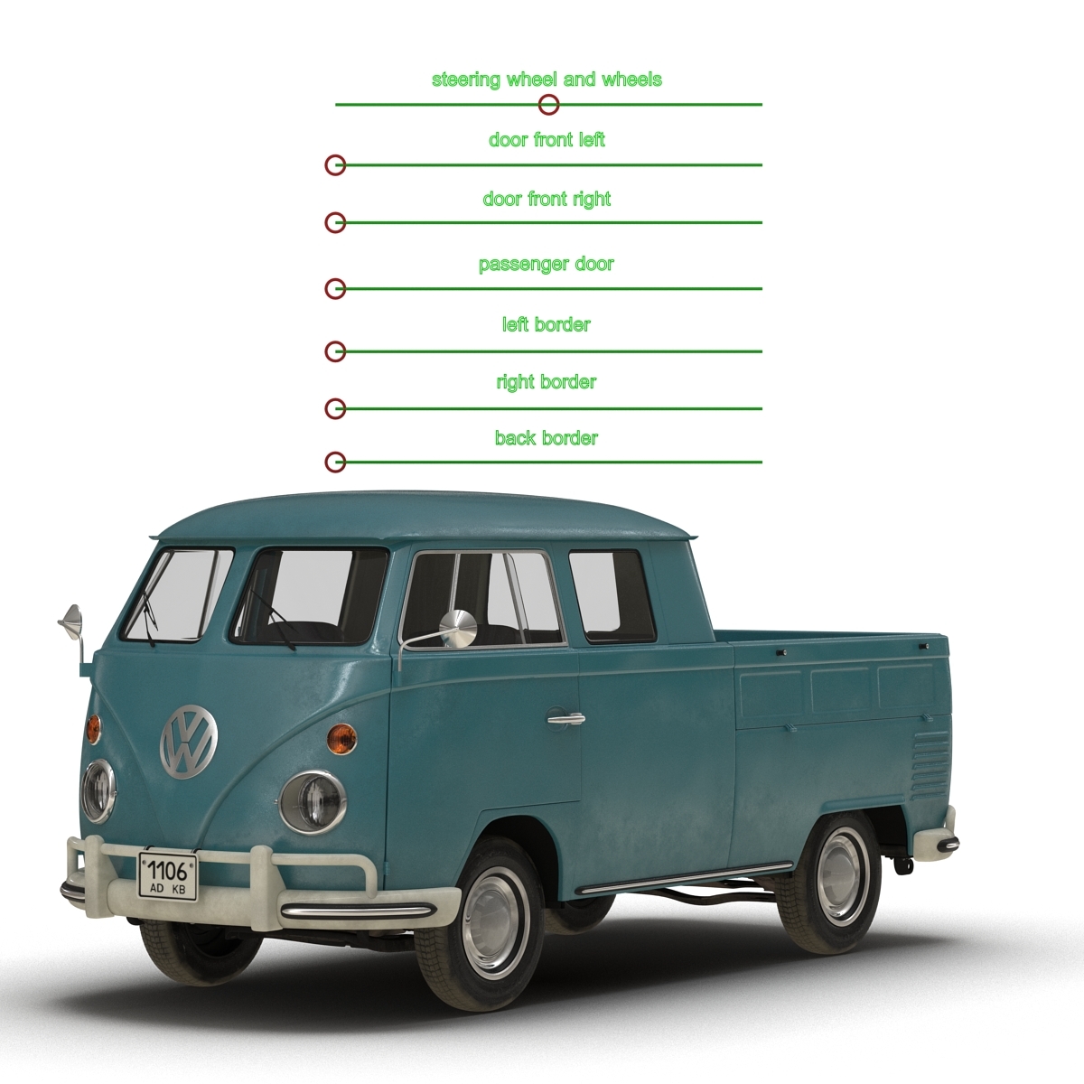 volkswagen type 2 rigged 3d model