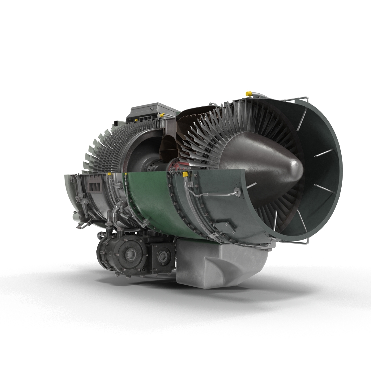 3d sectioned turbojet engines modeled model