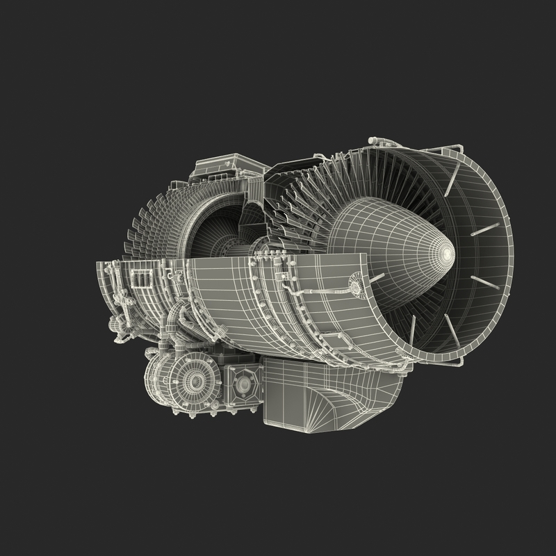 3d sectioned turbojet engines modeled model