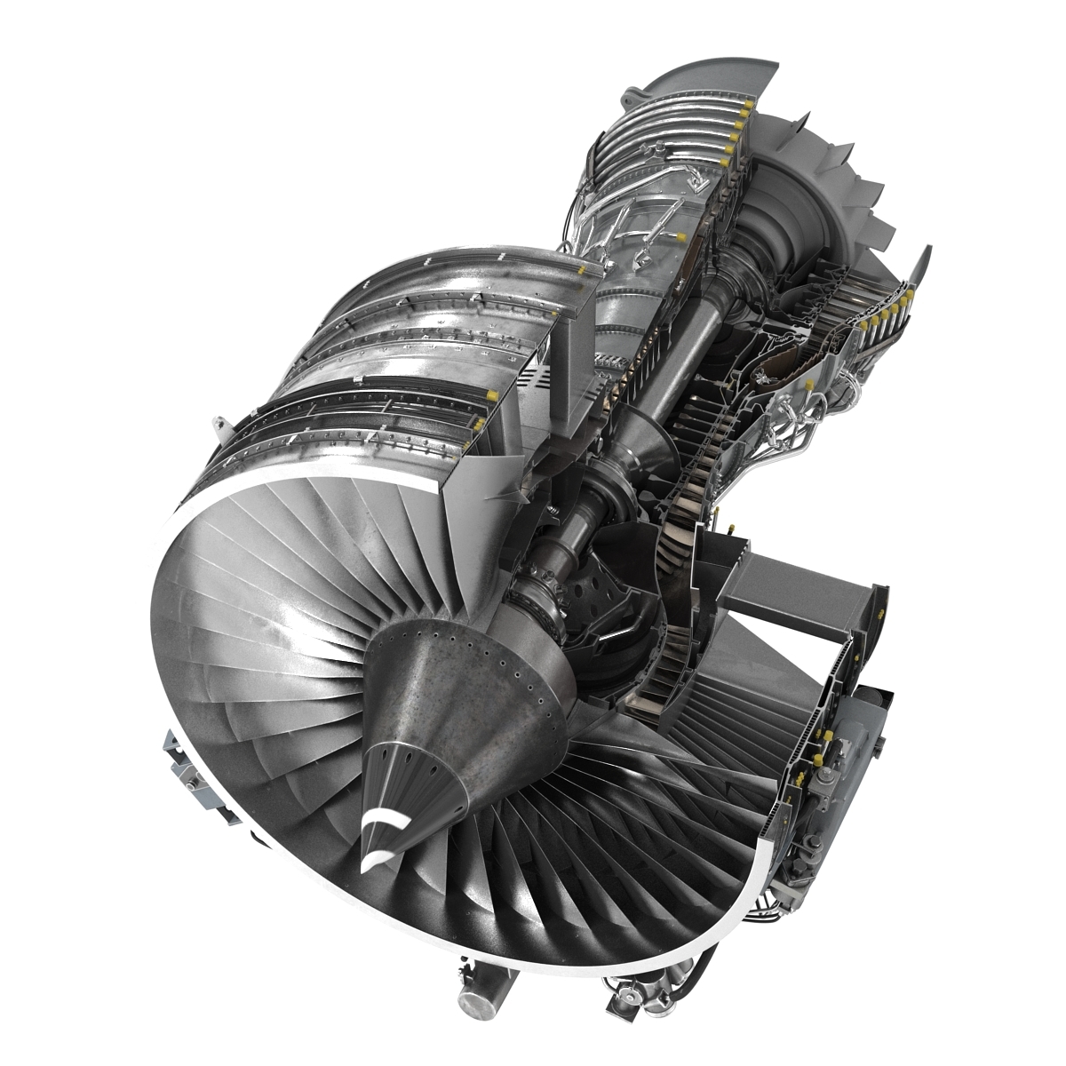 3d sectioned turbojet engines modeled model