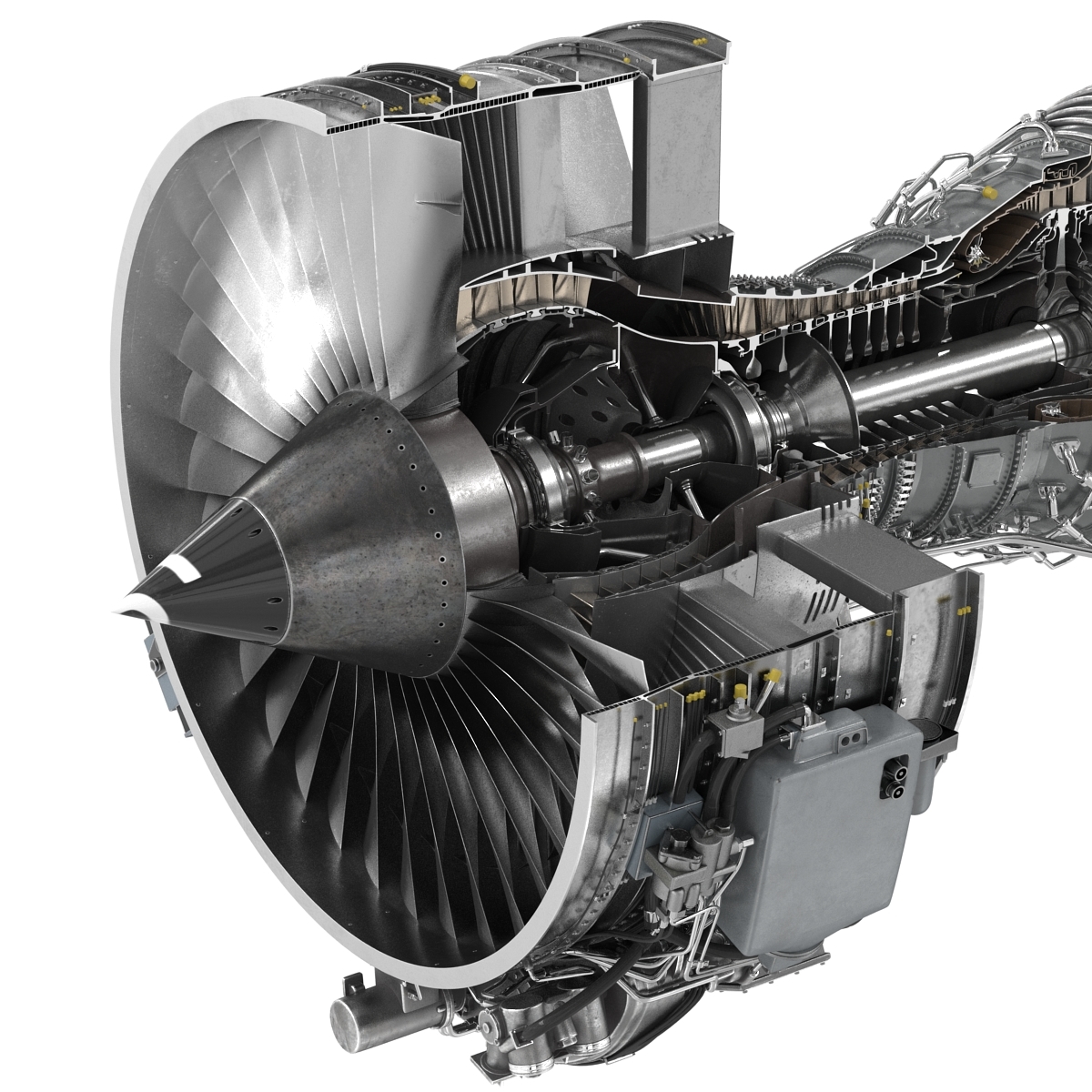 3d sectioned turbojet engines modeled model