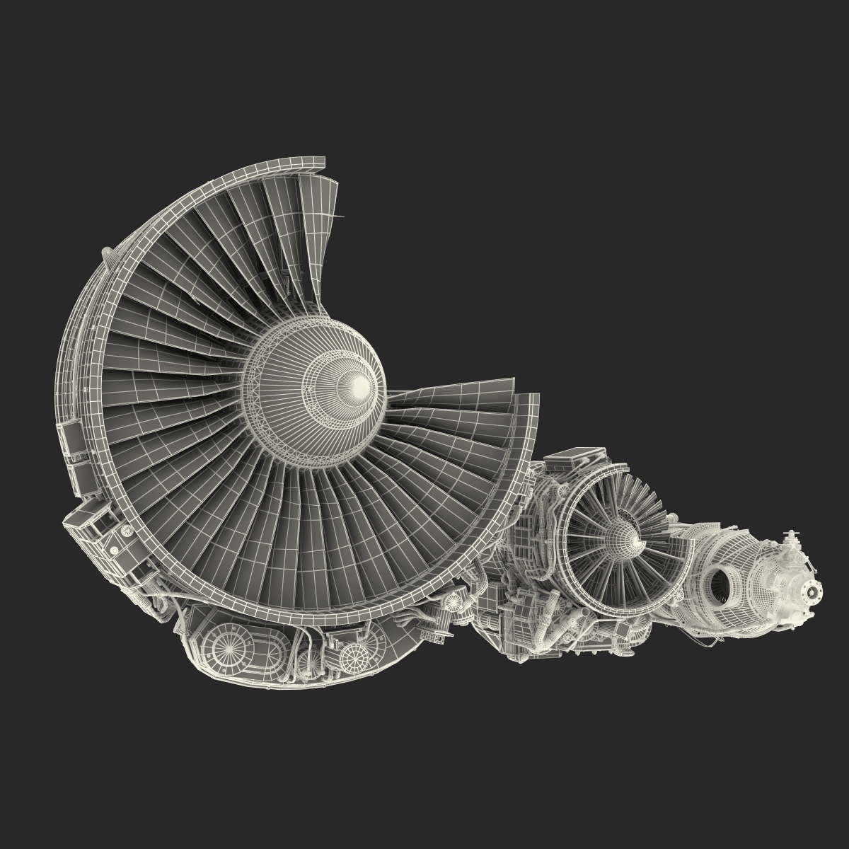3d sectioned turbojet engines modeled model