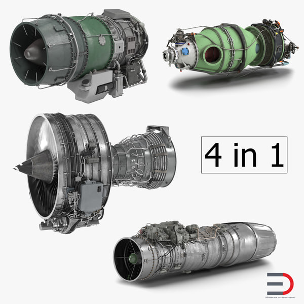 3d jet engine cutaway cuts model