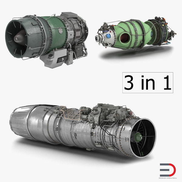 3d jet engine cutaway cuts model