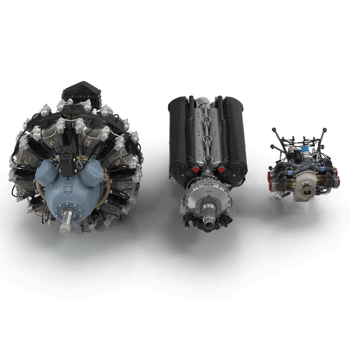 piston aircraft engines 2 3d model